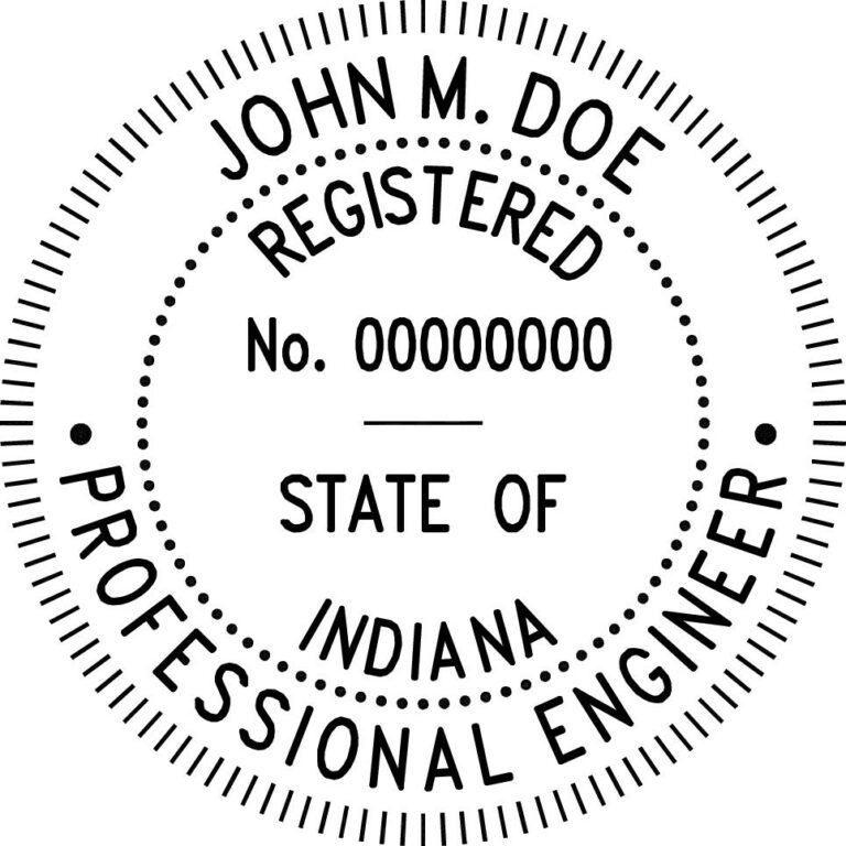 Indiana Professional Engineer Stamp | PE Stamps