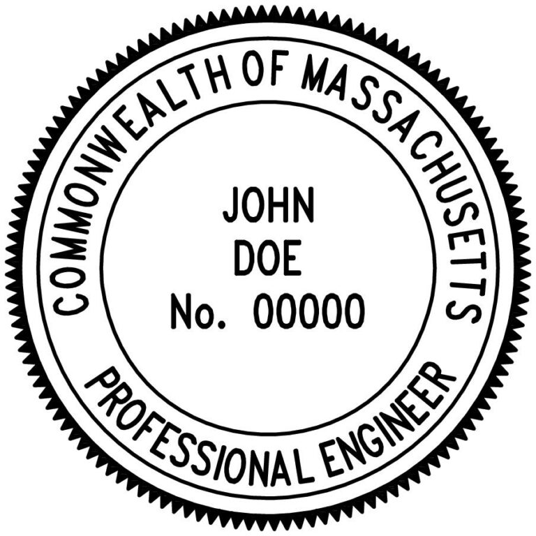Massachusetts Professional Engineer Stamp | PE Stamps