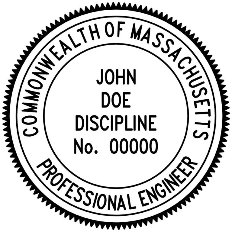 Massachusetts Professional Engineer Stamp | PE Stamps
