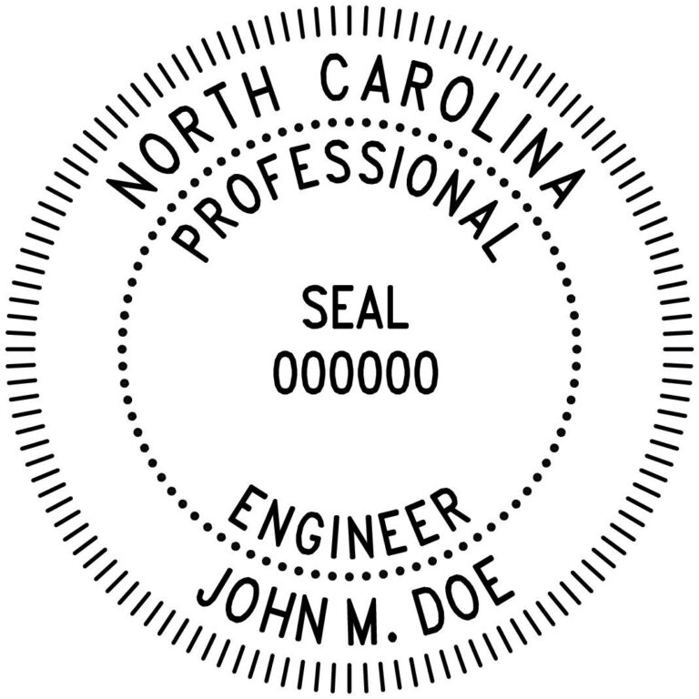North Carolina Professional Engineer Stamp | PE Stamps