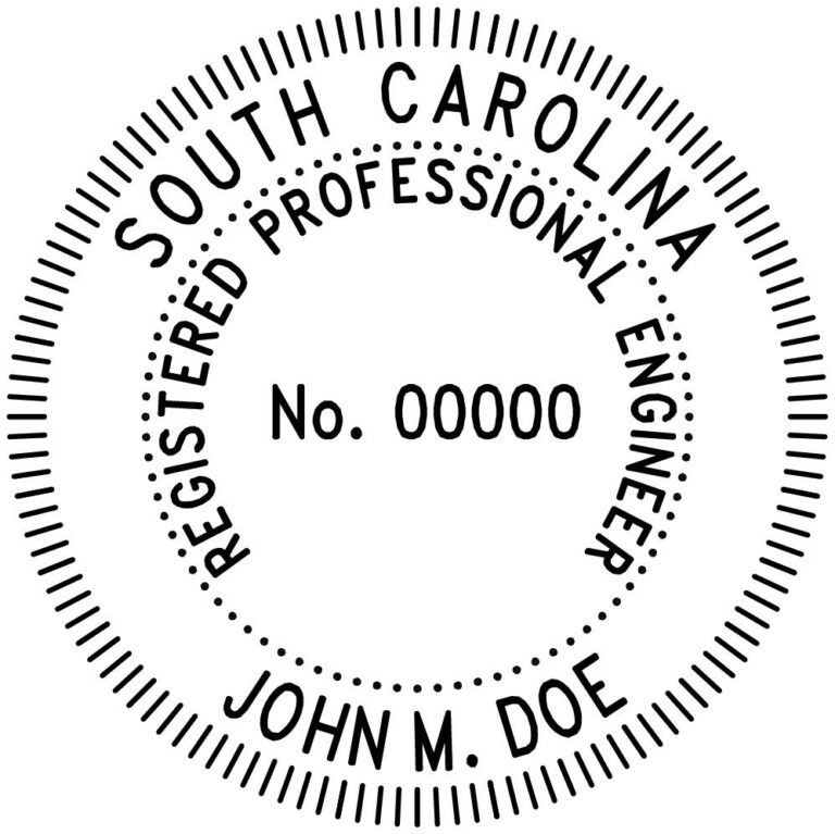 South Carolina Professional Engineer Stamp | PE Stamps