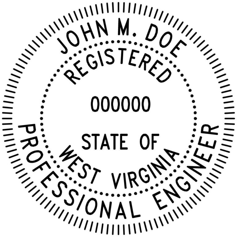 West Virginia Professional Engineer Stamp | PE Stamps