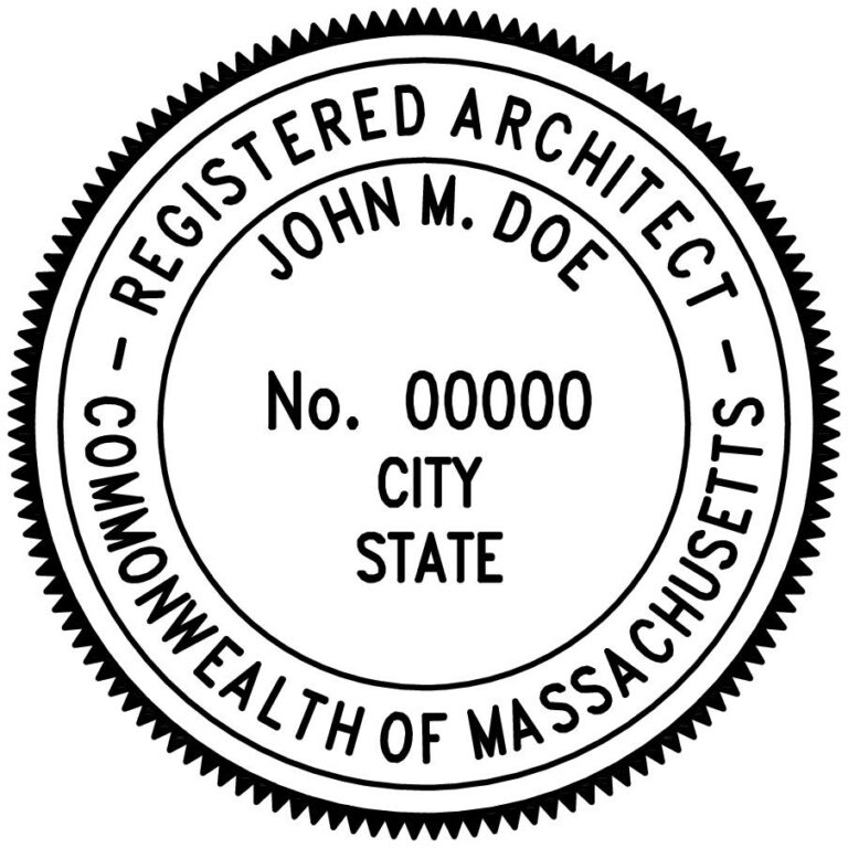 Massachusetts Architect Stamp | PE Stamps