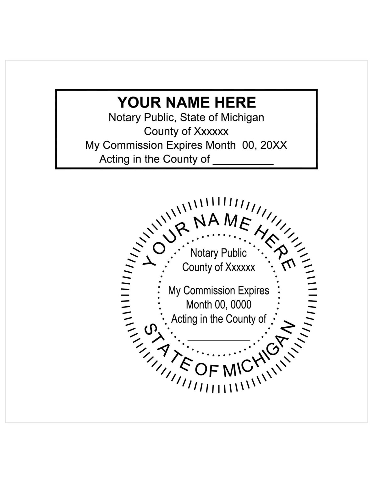 Michigan Notary - PE Stamps